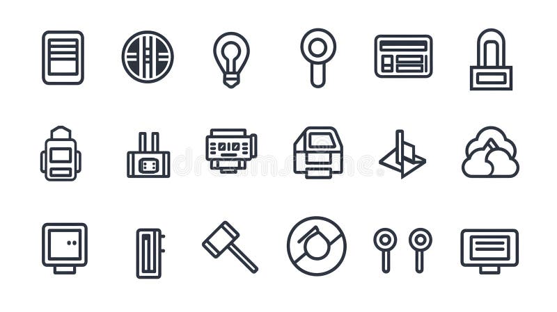 Set of Modern Technology Icons in Minimal Style Stock Illustration ...