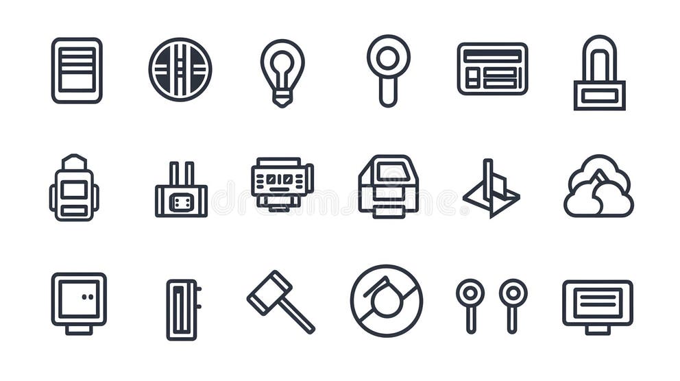 Set of Modern Technology Icons in Minimal Style Stock Illustration ...