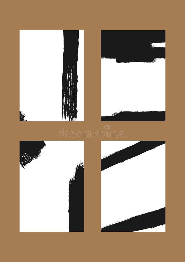 Set of Rectangular Vertical Backgrounds with Brush Strokes and Frames ...