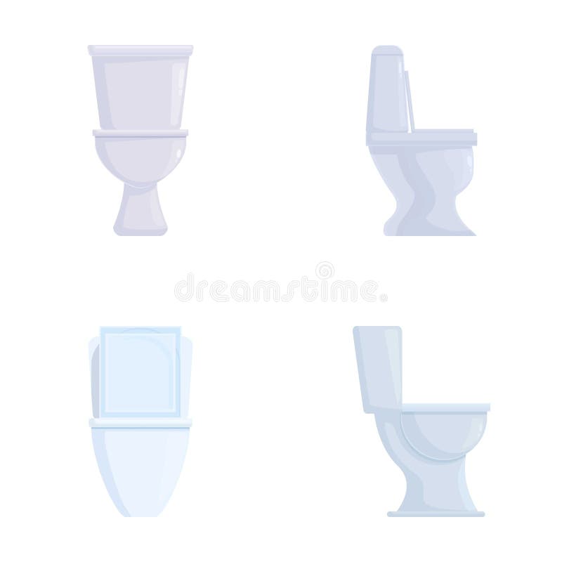 Set of Modern Toilets in Flat Design Style Stock Vector - Illustration ...