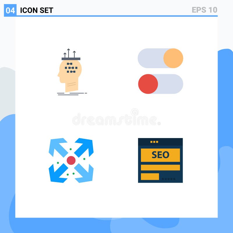 Set of 4 Modern UI Icons Symbols Signs for Algorithm, Settings, Process ...