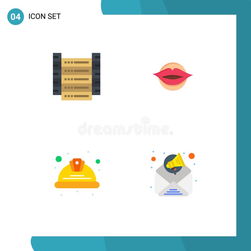 Set of 4 Modern UI Icons Symbols Signs for Big Data, Day, Servers ...