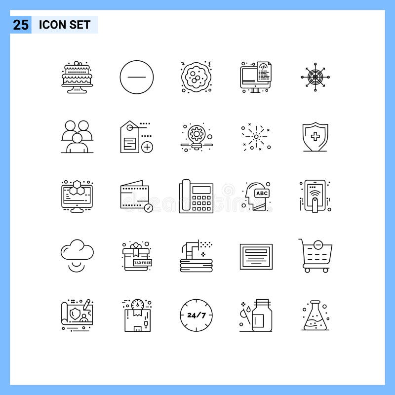 Set of 25 Modern UI Icons Symbols Signs for Board, Files, Cake ...