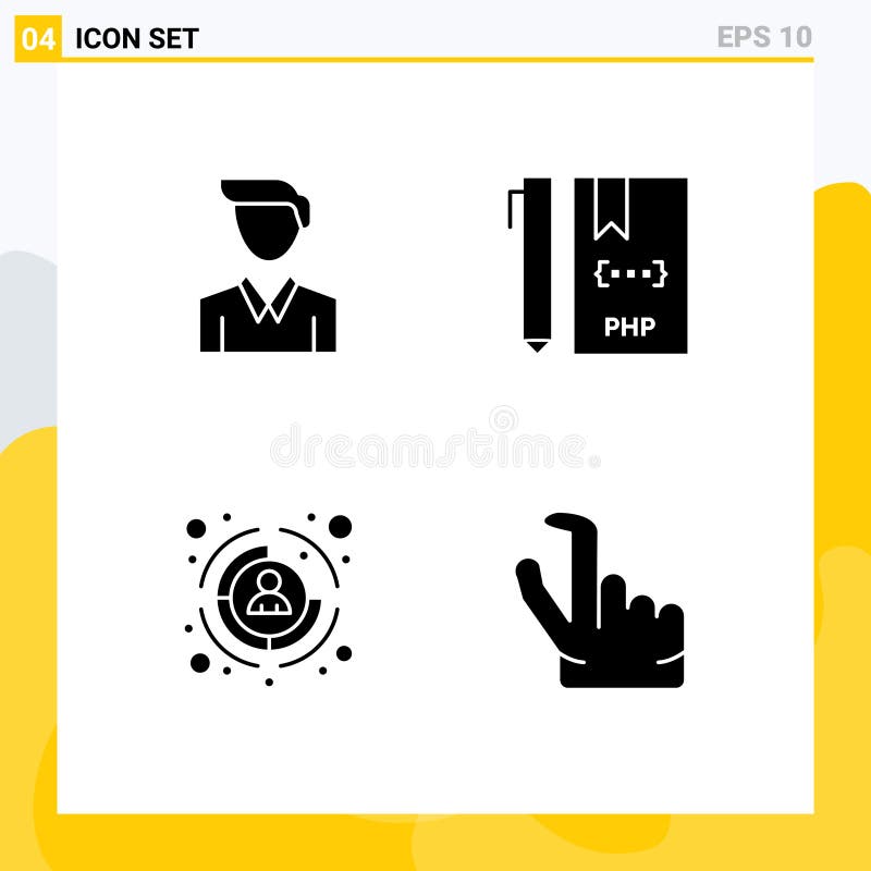 Set of 4 Modern UI Icons Symbols Signs for Business, Customer, Coding ...