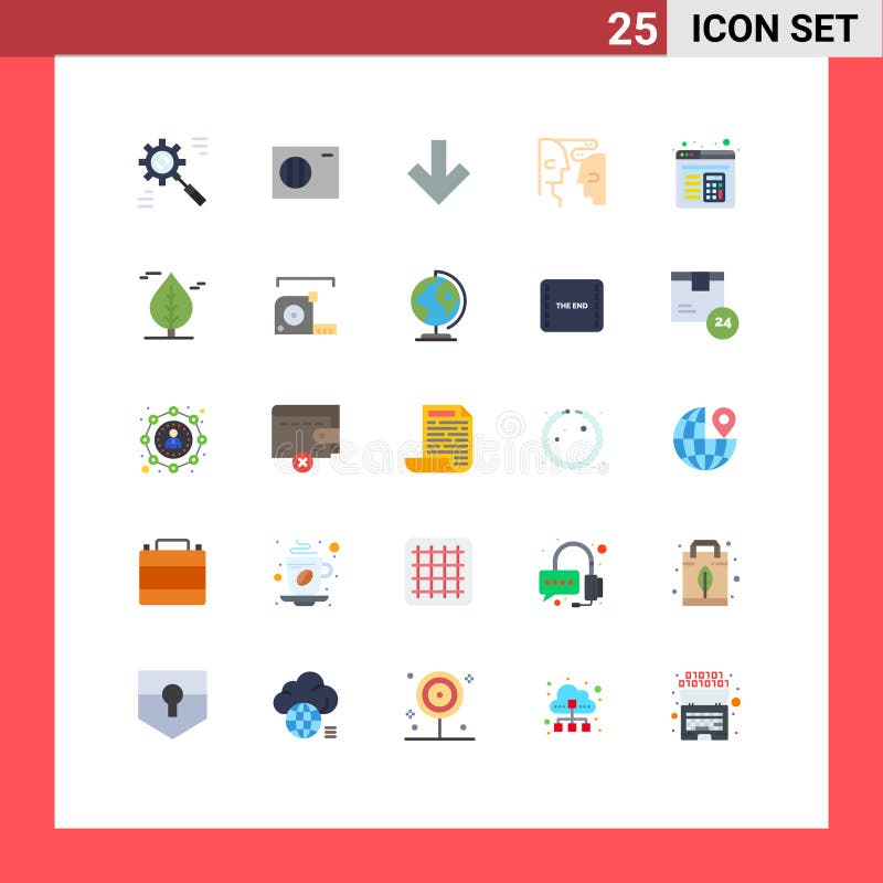 Set of 25 Modern UI Icons Symbols Signs for Calculation, Browser, Arrow ...