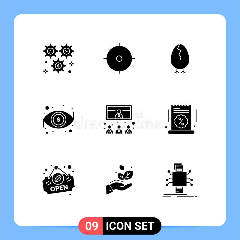 Set of 9 Modern UI Icons Symbols Signs for Call, Look, Aim, Eye, Happy ...