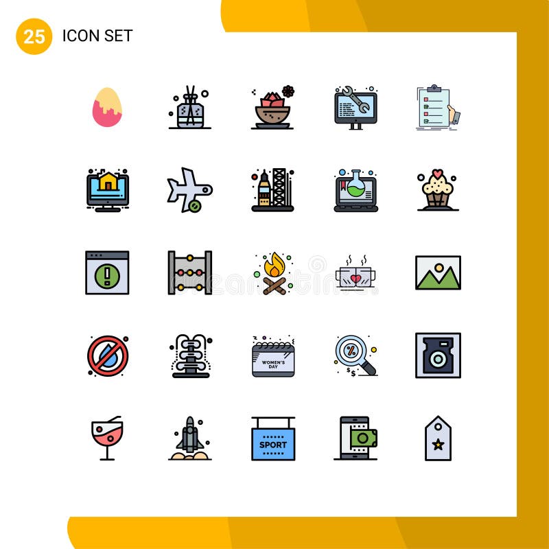 Set of 25 Modern UI Icons Symbols Signs for Checklist, Web, Center ...
