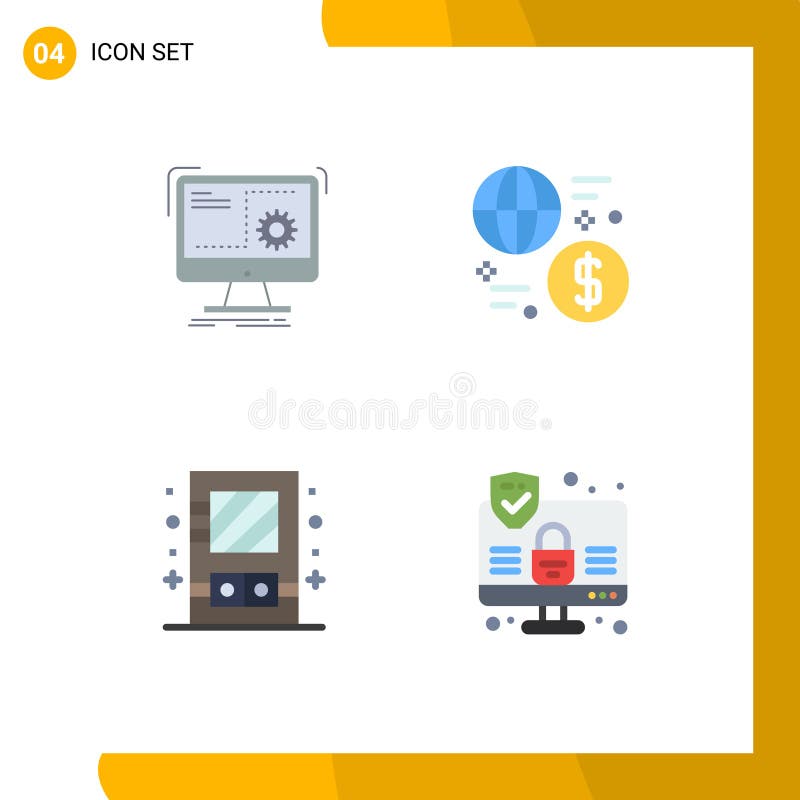 Set of 4 Modern UI Icons Symbols Signs for Command, Transaction ...