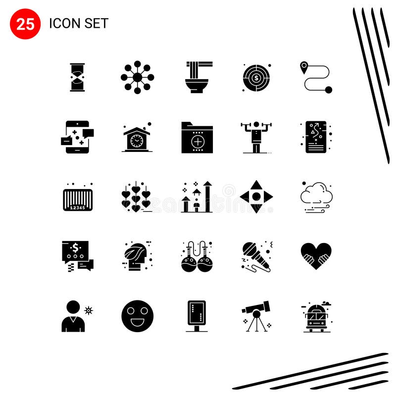 Set of 25 Modern UI Icons Symbols Signs for Communication, Finding Goal ...