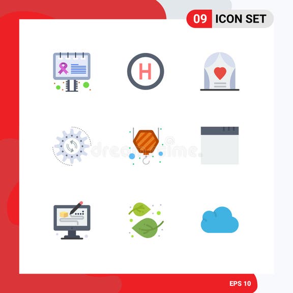 Stock Vector Icon Pack of 9 Line Signs and Symbols for Crane, Work ...