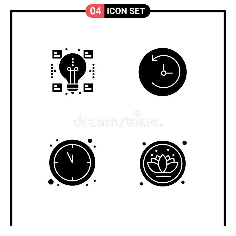Set of 4 Modern UI Icons Symbols Signs for Creative, New Year, Sharing ...