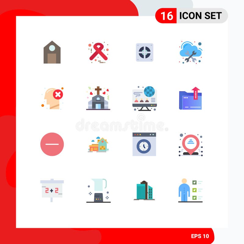 Set of 16 Modern UI Icons Symbols Signs for Failure, Cloud, Extractor, Management, Database ...