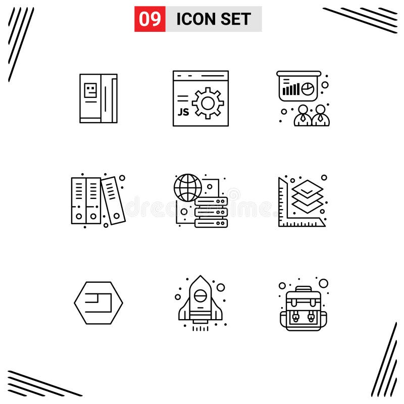 Set of 9 Modern UI Icons Symbols Signs for Global, History, Programming ...