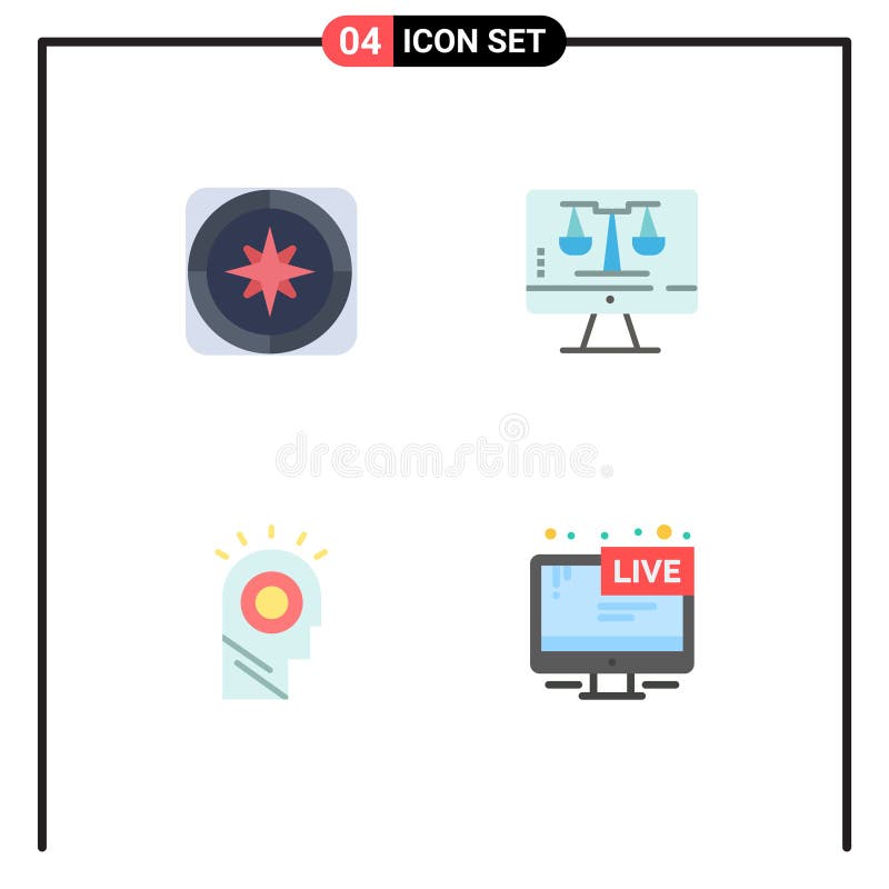 Set of 4 Modern UI Icons Symbols Signs for Gps, Idea, Navigation ...