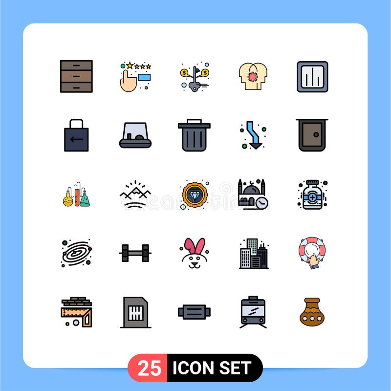 Universal Icon Symbols Group of 25 Modern Filled Line Flat Colors of ...