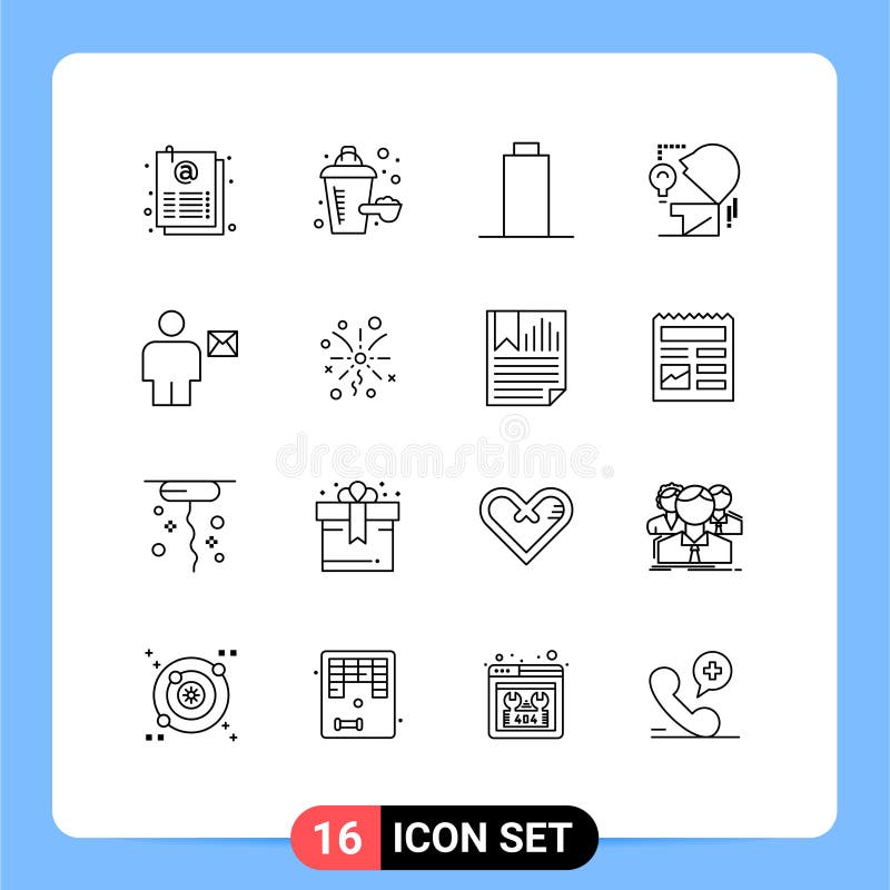 Set of 16 Modern UI Icons Symbols Signs for Human, Body, Empty, Avatar ...