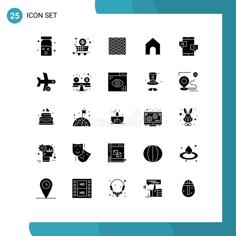Set of 25 Modern UI Icons Symbols Signs for Interface, Home, Tile, Wall ...