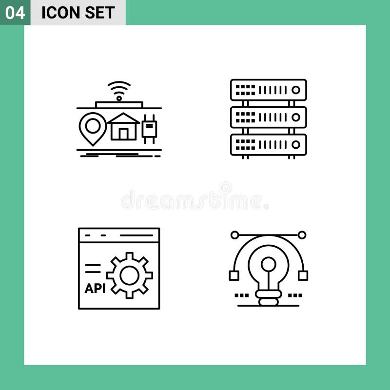 Line Pack of 4 Universal Symbols of Iot, Browser, of, Rack, Develop ...
