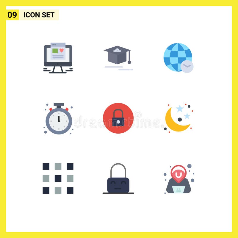 Set of 9 Modern UI Icons Symbols Signs for Media Player, Lock, Web ...