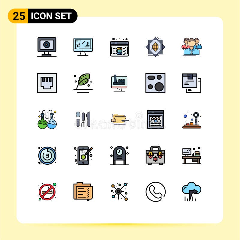 Set of 25 Modern UI Icons Symbols Signs for Multiplayer, Forming ...