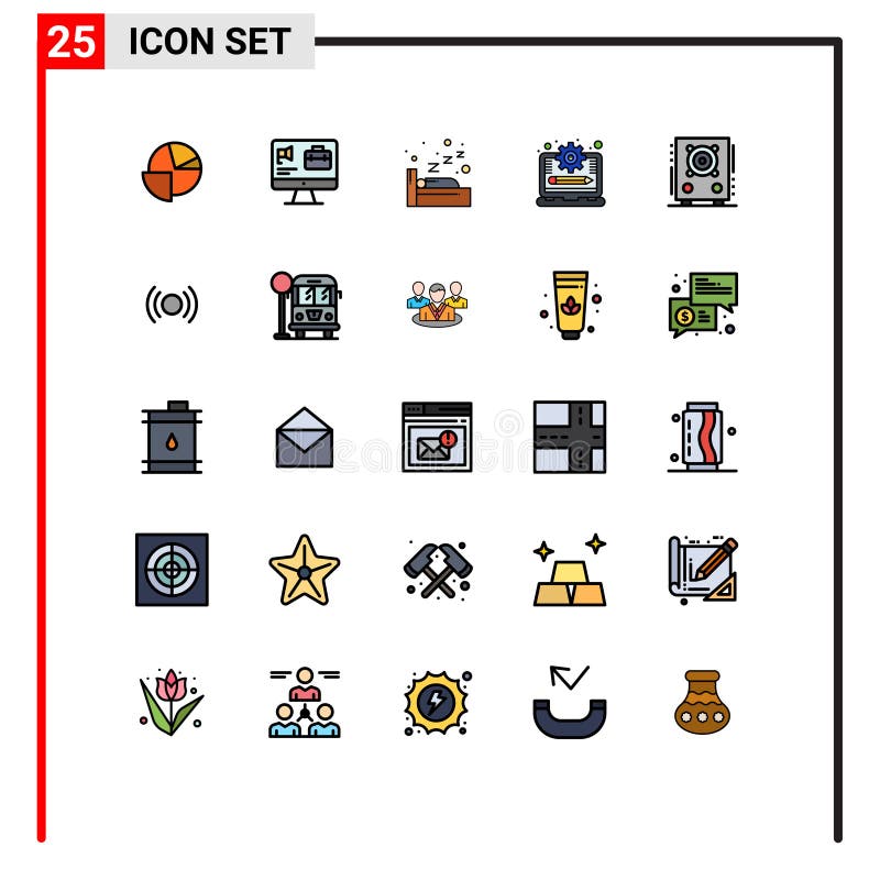 Set of 25 Modern UI Icons Symbols Signs for Party, Audio, Night ...