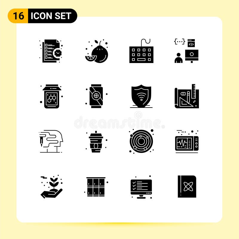 Set of 16 Modern UI Icons Symbols Signs for Programmer, Develop ...