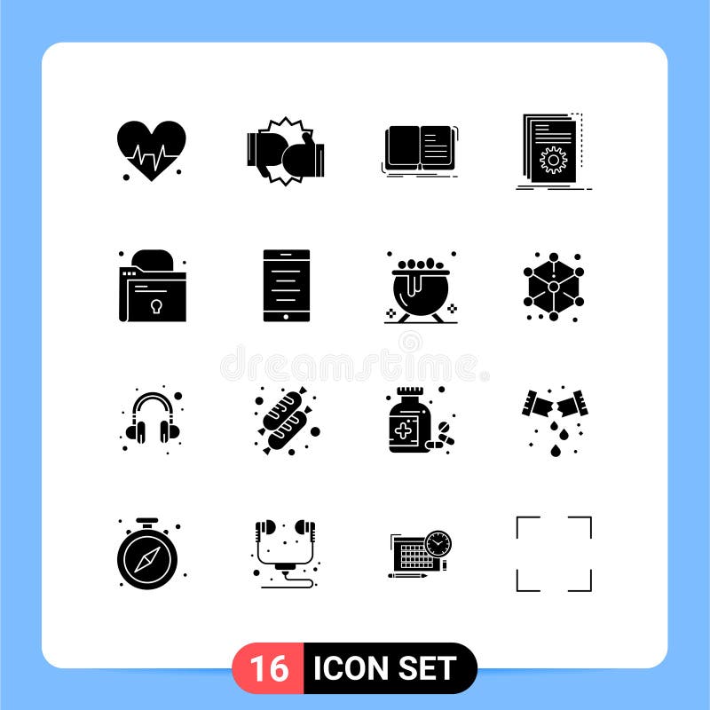 Set of 16 Modern UI Icons Symbols Signs for Script, Developer, Author ...