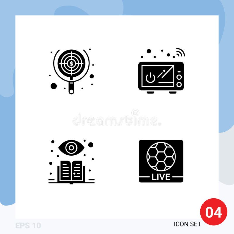 Set of 4 Modern UI Icons Symbols Signs for Search, Learning, Focus ...