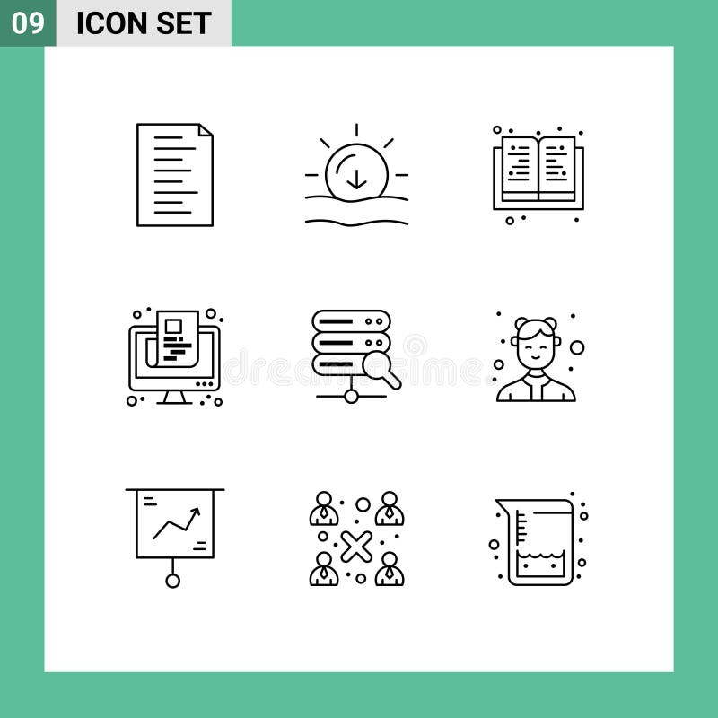 Set of 9 Modern UI Icons Symbols Signs for Search, Web, Knowledge ...