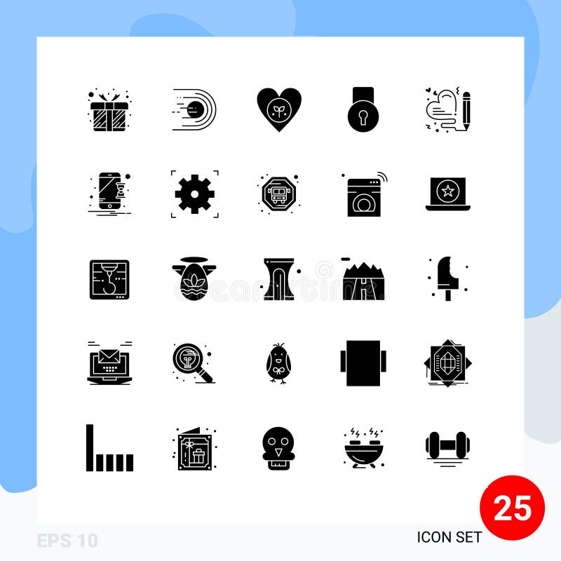 Set of 25 Modern UI Icons Symbols Signs for Security, Lock Pad, Space ...