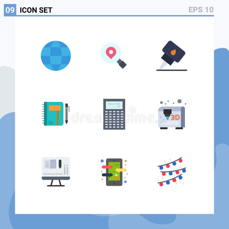 Set of 9 Modern UI Icons Symbols Signs for Sketch, Pad, Engine, Notepad ...