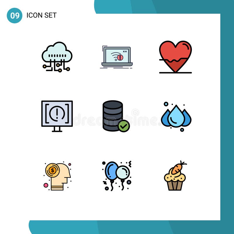 Pictogram Set of 9 Simple Filledline Flat Colors of Support, Help, Beat ...