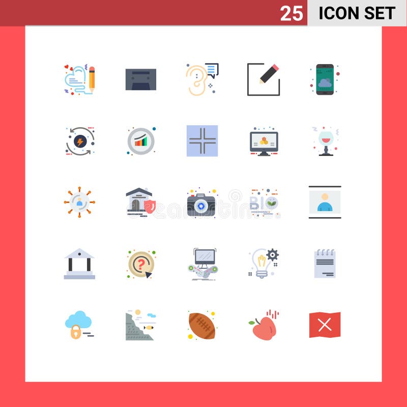 Set of 25 Modern UI Icons Symbols Signs for Weather, Phone ...