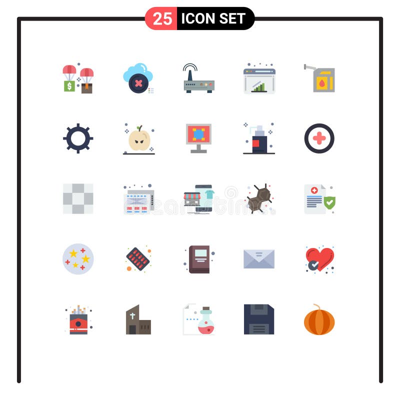 Group of 25 Flat Colors Signs and Symbols for Web, Graph, Cancel, Chart ...