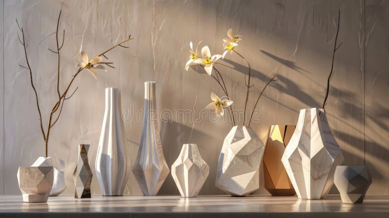 A Set of Modern Vases Each with a Unique Geometric Shape Complementing ...