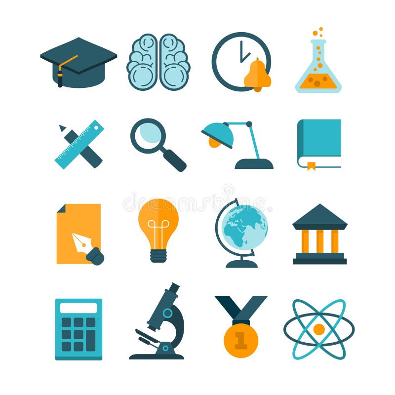 Set of Modern Flat Design Education Icons Stock Vector - Illustration ...