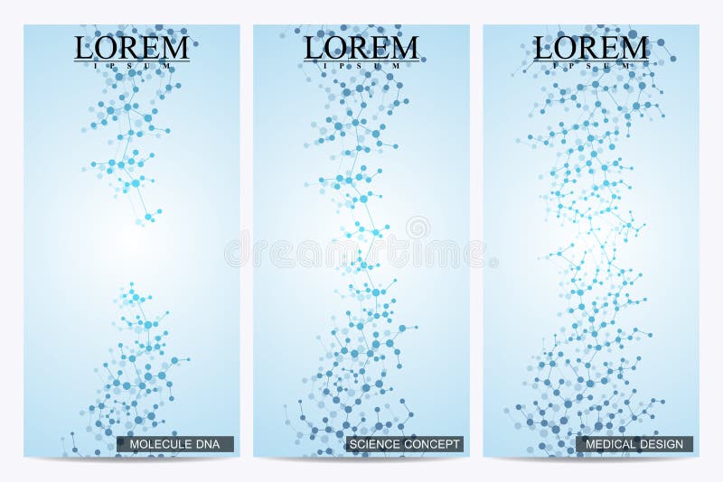 Set of Modern Vector Flyers. Abstract Background with Molecule ...