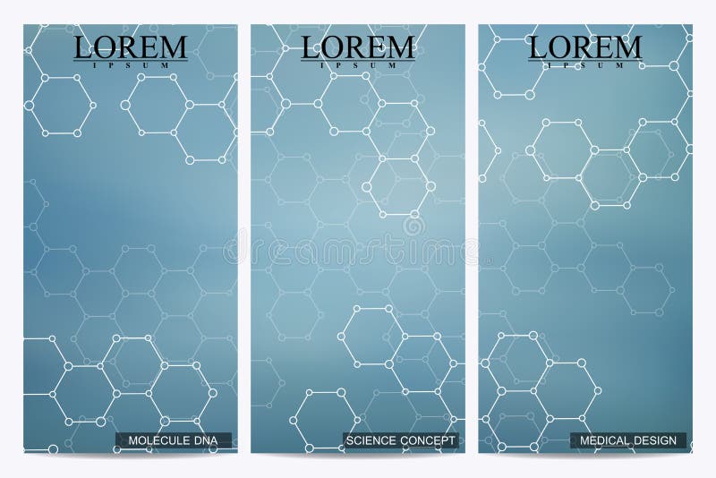 Set of Modern Vector Flyers. Abstract Background with Molecule ...