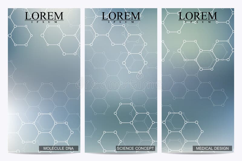 Set of Modern Vector Flyers. Abstract Background with Molecule ...