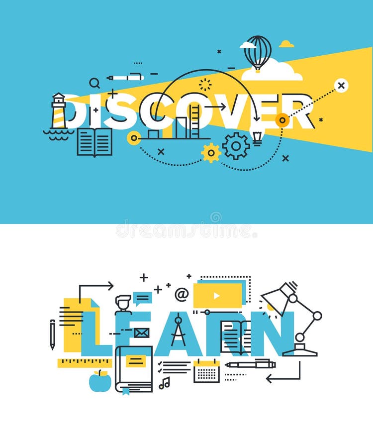 Set of Modern Vector Illustration Concepts of Words Discover and Learn ...