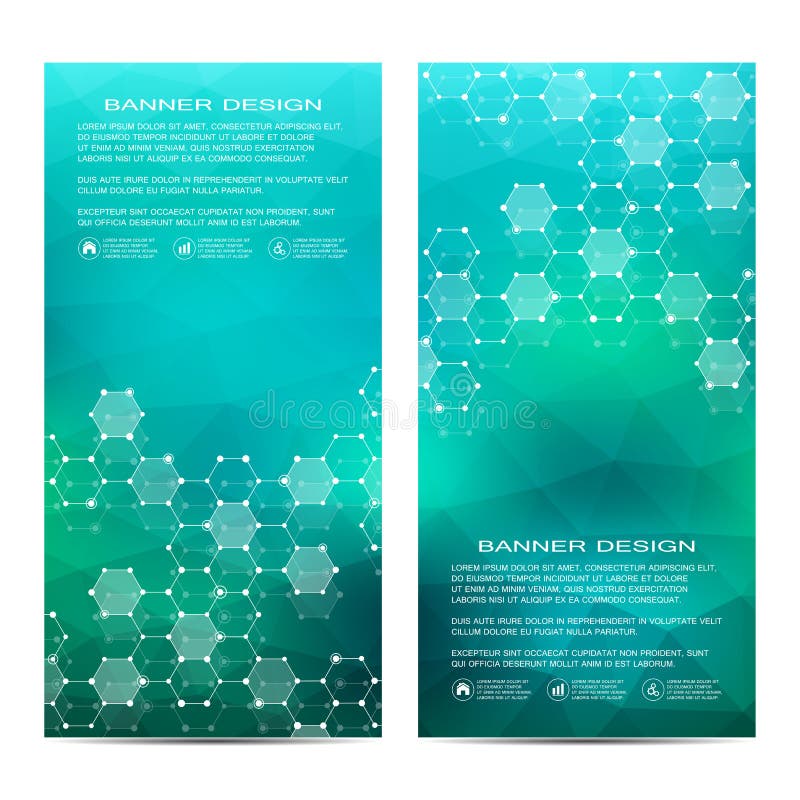 Set Modern Vertical Scientific Banners Molecule Structure Dna Neurons ...