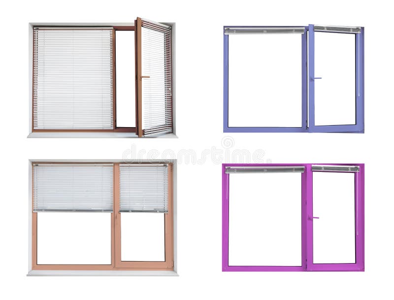 Set of Modern Windows in Different Colors on White Background Stock ...