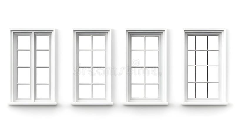 Set of Modern Windows on White Background Stock Photo - Image of ...