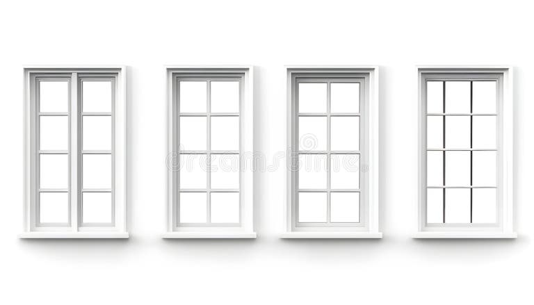 Set of Modern Windows on White Background Stock Photo - Image of ...
