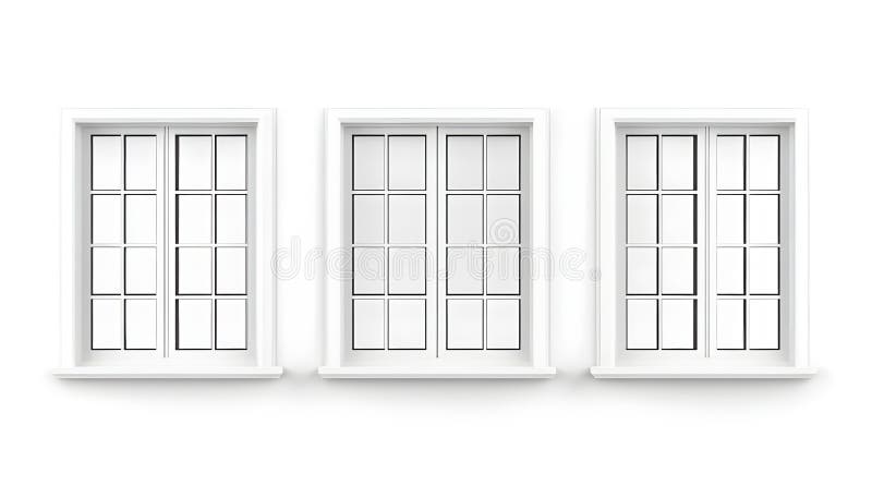 Set of Modern Windows on White Background Stock Photo - Image of ...