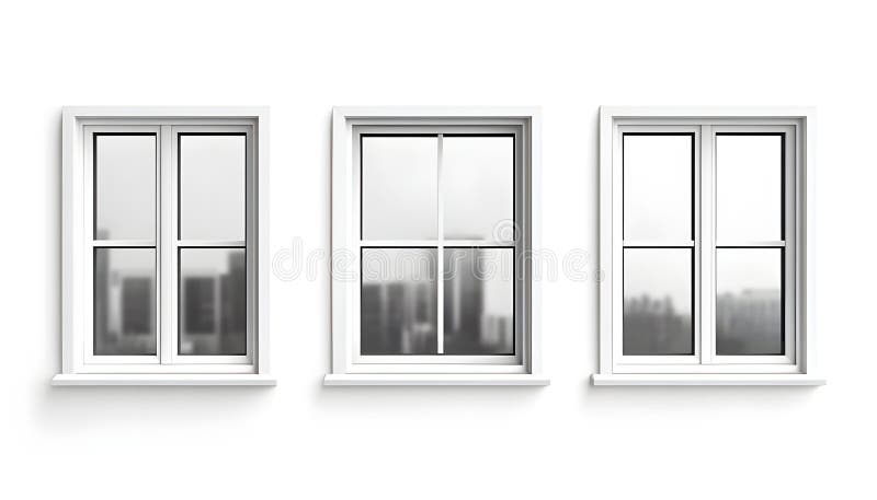 Set of Modern Windows on White Background Stock Image - Image of frame ...