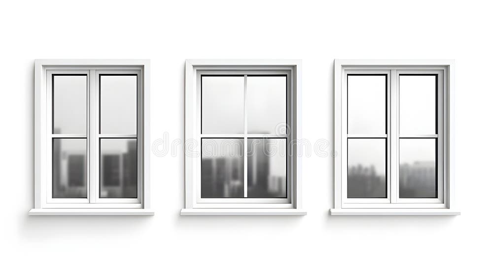 Set of Modern Windows on White Background Stock Image - Image of frame ...