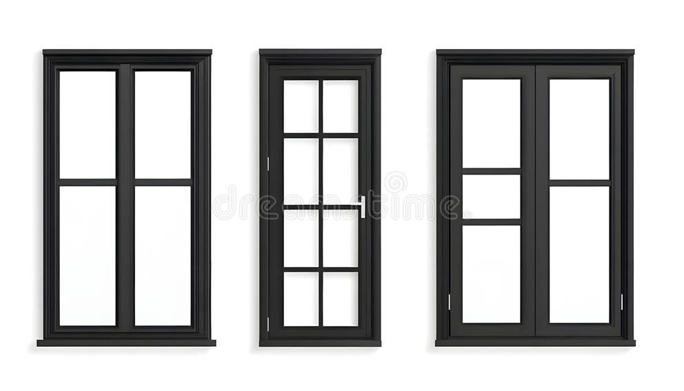 Set of Modern Windows on White Background Stock Image - Image of window ...