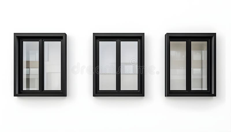 Set of Modern Windows on White Background Stock Image - Image of ...