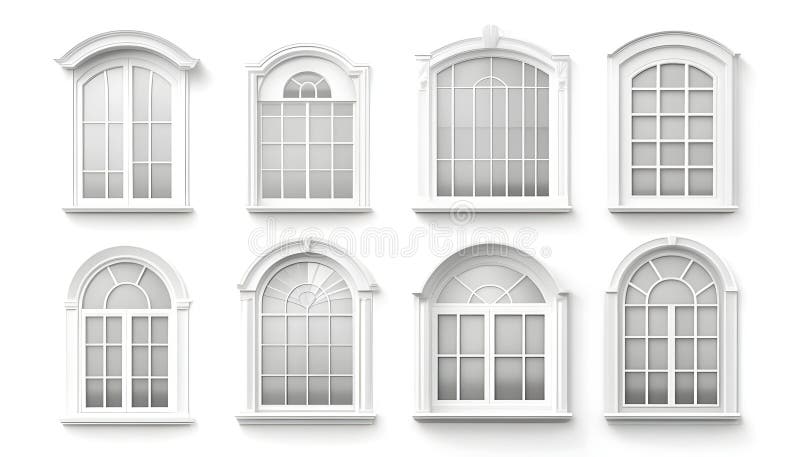 Set of Modern Windows on White Background Stock Image - Image of ...